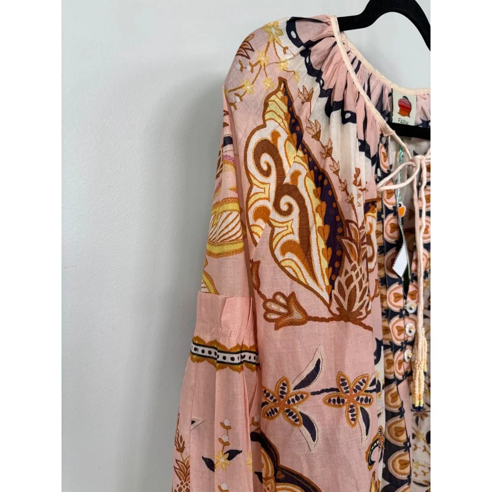 FARM Rio | Tops | Farm Rio Jaipur Pink Tropical Paisley Bead Tassel ...